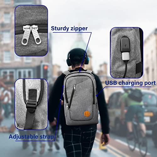 Cango Signature Travel and Laptop Backpack with USB Charging port, Fits 17.3 inch laptop, Durable Lightweight, Water resistant College, Business Travel and Office Backpack for Teens, Men and Women