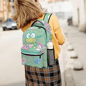 K-ero Ke-ro Keroppi Backpack Knapsack Withe Side Pokect Large Suitable for woman men ​hiking Camping Picnic