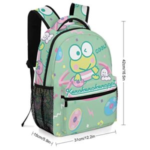 K-ero Ke-ro Keroppi Backpack Knapsack Withe Side Pokect Large Suitable for woman men ​hiking Camping Picnic