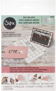 sizzix accessory sticky grid sheets 6″ x 8 1/2″ 5 pack, multicolor 5