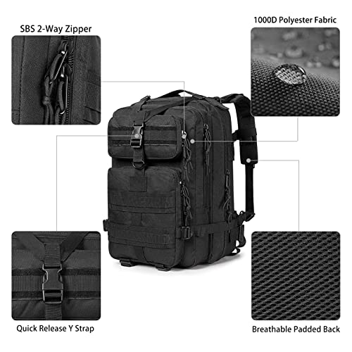 G4Free Tactical Shoulder Backpack Assault Survival Pack Molle Bug Out Bag Rucksack Black 35L