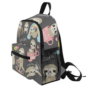 Cute Baby Sloth Backpacks for Kids Girls Sloths Flowers Preschool Toddler Bookbag Backpack with Chest Strap Mini Adorable Animals Kindergarten School Bags