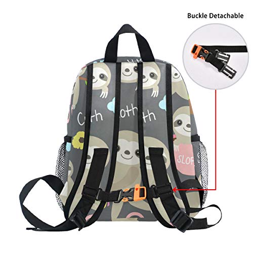 Cute Baby Sloth Backpacks for Kids Girls Sloths Flowers Preschool Toddler Bookbag Backpack with Chest Strap Mini Adorable Animals Kindergarten School Bags