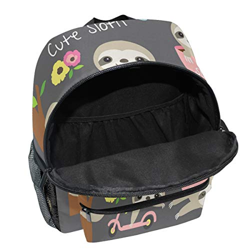 Cute Baby Sloth Backpacks for Kids Girls Sloths Flowers Preschool Toddler Bookbag Backpack with Chest Strap Mini Adorable Animals Kindergarten School Bags