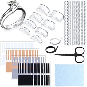 invisible ring sizer adjuster ring spacer ring guards ring sizer loose ring size reducer with ring gauge measuring tool jewelry polishing cloth and scissors for man and woman rings（53pieces)