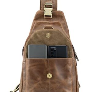 Handmade World Genuine Leather Sling Bag for Men Chest Shoulder Crossbody Travel Hiking Backpack Vintage Handmade Daypack