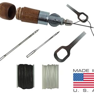 Repair Stitch Tool | Sewing Awl for Bounce Houses, Inflatables, Tarps, Leather, Thick Fabric, Shoes, Bags, Belt, Upholstery Repair Kit & Crafts Leather Stitching - MADE IN USA – PROFESSIONAL HEAVY DUT