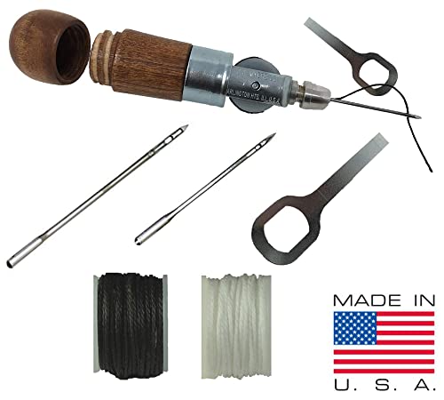 Repair Stitch Tool | Sewing Awl for Bounce Houses, Inflatables, Tarps, Leather, Thick Fabric, Shoes, Bags, Belt, Upholstery Repair Kit & Crafts Leather Stitching - MADE IN USA – PROFESSIONAL HEAVY DUT