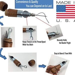 Repair Stitch Tool | Sewing Awl for Bounce Houses, Inflatables, Tarps, Leather, Thick Fabric, Shoes, Bags, Belt, Upholstery Repair Kit & Crafts Leather Stitching - MADE IN USA – PROFESSIONAL HEAVY DUT