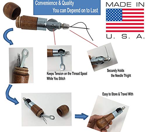 Repair Stitch Tool | Sewing Awl for Bounce Houses, Inflatables, Tarps, Leather, Thick Fabric, Shoes, Bags, Belt, Upholstery Repair Kit & Crafts Leather Stitching - MADE IN USA – PROFESSIONAL HEAVY DUT