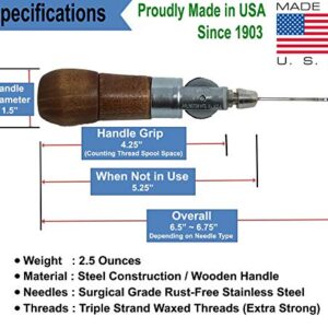 Repair Stitch Tool | Sewing Awl for Bounce Houses, Inflatables, Tarps, Leather, Thick Fabric, Shoes, Bags, Belt, Upholstery Repair Kit & Crafts Leather Stitching - MADE IN USA – PROFESSIONAL HEAVY DUT