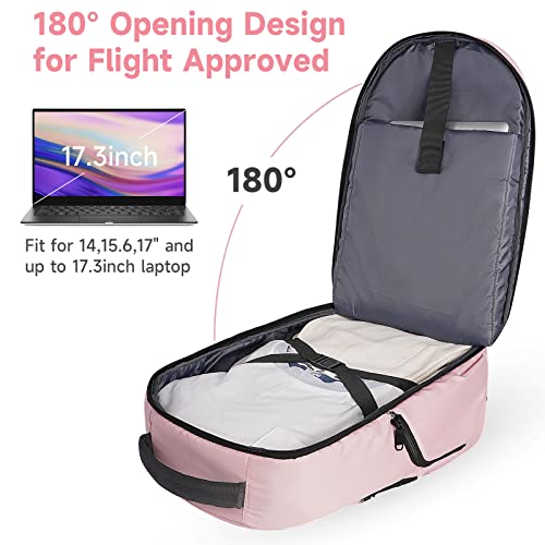 Deegotech 40L Travel Backpack for Women Airline Approved Carry On Backpack, Water Resistant Lightweight Large Travel Backpack for Clothes Personal Item, fit 17inch Laptop, College School Bookbag, Pink