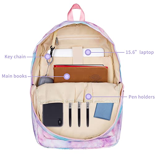 CNBINGO Backpacks for Girls Galaxy Purple Girls Backpack Water Resistant Unicorn School Bookbags For Elementary Middle Teen Girls