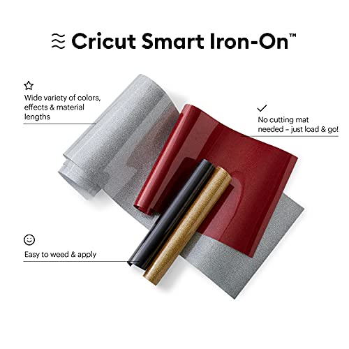 Cricut Smart Glitter Iron On (13 in x 3 ft), Iron On Vinyl Roll for DIY Projects, Matless Cutting, All Surface Applicable, Washable HTV for Stickers & Home Decor, Cricut Maker 3 & Explore 3, Gold