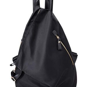 PAOIXEEL Nylon Vintage Backpack, Casual Daypack Outdoor Travel Rucksack Hiking Backpacks for Men and Women, Black