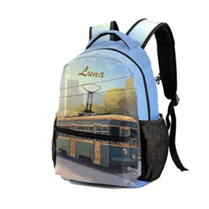 Liveweike Train Personalized Kids Backpack with Name Teen Girl Boy Primary School Travel Bag