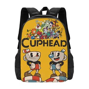 woodyotime cuphead & mugman show teen/adult school bag lightweight backpack laptop rucksack students college for men women large space