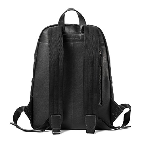 Sharkborough Soft Canvas Men's Backpack Genuine Leather for Casual Daypacks, Business, Travel, School. Fit for 15.6" Laptop