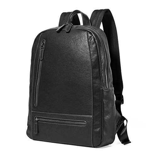 Sharkborough Soft Canvas Men's Backpack Genuine Leather for Casual Daypacks, Business, Travel, School. Fit for 15.6" Laptop