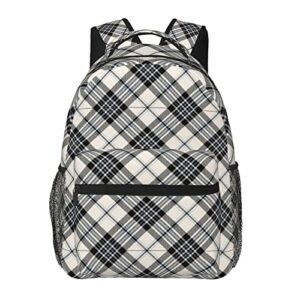 kidzoy black blue argyle tartan plaid teens laptop backpack cartoon unisex student school bookbag casual college daypack for boys girls travel hiking camping