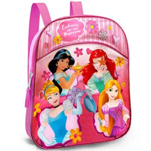 Disney Princess MINI Backpack for Girls ~ 4 Pc Preschool Supplies Bundle with Disney Princess 10" Mini Backpack for Kids, Toddlers, 16oz Pink Water Pouch, Stickers and More