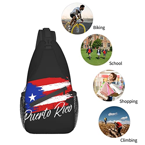 Puerto Rico Flag Sling Bag Crossbody Backpack Shoulder Chest Bag Puerto Rican Travel Hiking Daypack for Women Men