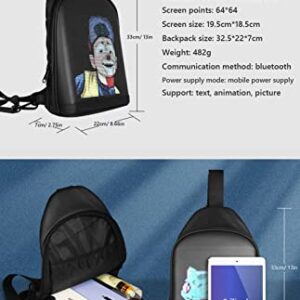 Waterproof Smart Led Backpack Programmable LED Shoulder bag 12.8 Inch Laptop Daypack 64*64 Pixels LED Display School Bags Travel Rucksack with USB Charging for Boy Girl Gift