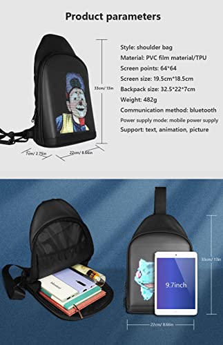 Waterproof Smart Led Backpack Programmable LED Shoulder bag 12.8 Inch Laptop Daypack 64*64 Pixels LED Display School Bags Travel Rucksack with USB Charging for Boy Girl Gift