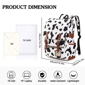 FEWOFJ Cow Print School Bag for Girls, 15.6" Laptop Backpacks College Bookbags Casual Daypack