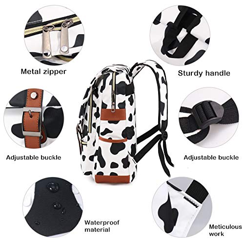 FEWOFJ Cow Print School Bag for Girls, 15.6" Laptop Backpacks College Bookbags Casual Daypack