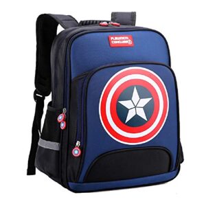 damdos Backpacks Captain America Children Primary Schoolbag School Bags Teenager Student Backpack Dayback Waterproof (Royal Blue Small)