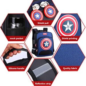 damdos Backpacks Captain America Children Primary Schoolbag School Bags Teenager Student Backpack Dayback Waterproof (Royal Blue Small)