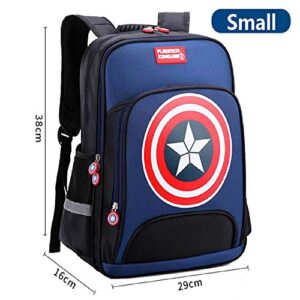 damdos Backpacks Captain America Children Primary Schoolbag School Bags Teenager Student Backpack Dayback Waterproof (Royal Blue Small)