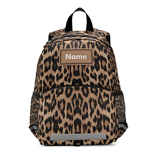 Custom Kid's Name Cute Toddler Backpack Personalized Cheeteh Leopard Print Mini Bag for Baby Girl Boy Age 3-7