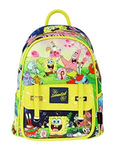 kbnl spongebob 11 inch faux leather mini backpack – a21343, multicolor, small