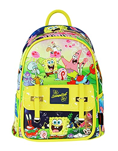 KBNL SpongeBob 11 inch Faux Leather Mini Backpack - A21343, Multicolor, Small