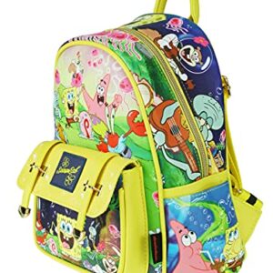 KBNL SpongeBob 11 inch Faux Leather Mini Backpack - A21343, Multicolor, Small