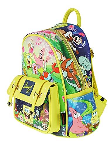 KBNL SpongeBob 11 inch Faux Leather Mini Backpack - A21343, Multicolor, Small