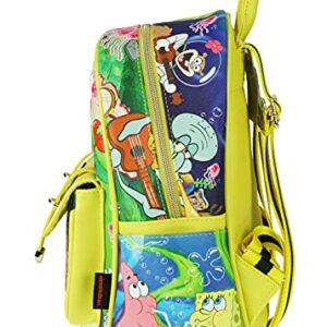 KBNL SpongeBob 11 inch Faux Leather Mini Backpack - A21343, Multicolor, Small