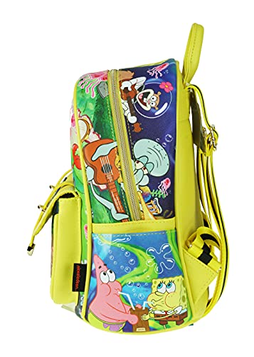 KBNL SpongeBob 11 inch Faux Leather Mini Backpack - A21343, Multicolor, Small