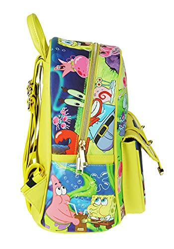 KBNL SpongeBob 11 inch Faux Leather Mini Backpack - A21343, Multicolor, Small