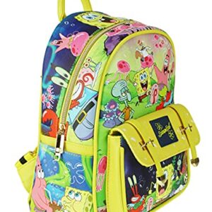 KBNL SpongeBob 11 inch Faux Leather Mini Backpack - A21343, Multicolor, Small