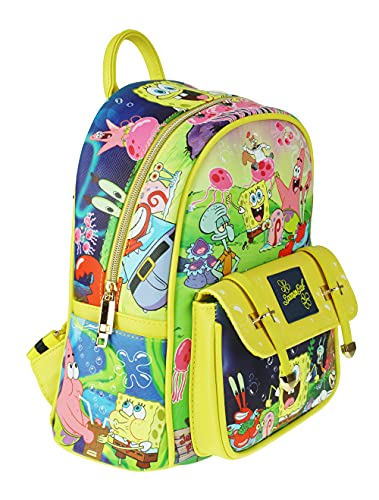 KBNL SpongeBob 11 inch Faux Leather Mini Backpack - A21343, Multicolor, Small