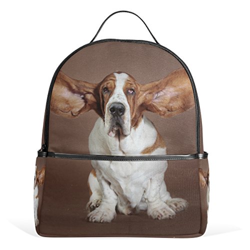 ALAZA Basset Hound Dog Flying Ears Backpack for Boys Girls School Bookbag