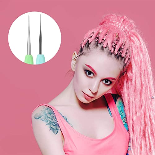 4 Pieces Dreadlock Crochet Hooks Tool 0.5mm 0.75mm Dreadlock Crochet Needle Tools for Braid Hair Weaving Locs Craft