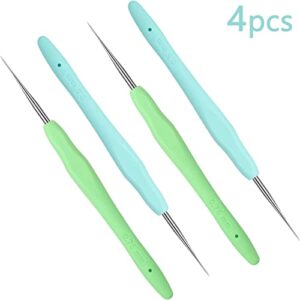 4 Pieces Dreadlock Crochet Hooks Tool 0.5mm 0.75mm Dreadlock Crochet Needle Tools for Braid Hair Weaving Locs Craft