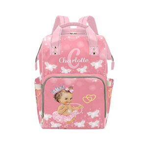 butterfly cute girl pink personalized diaper bag backpack custom with name unisex nursing large capacity mommy backpack