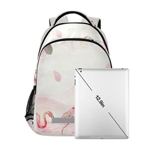 Kigai Pink Flamingos Backpacks Waterproof Laptop Casual Daypack Tablet Travel Backpack School Bag with Multiple Pockets