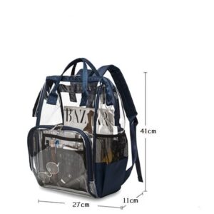 Clear Backpack Large Clear Backpack Heavy Duty PVC Transparent Clear Bag for Stadium, School (Blue)