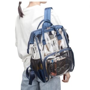 Clear Backpack Large Clear Backpack Heavy Duty PVC Transparent Clear Bag for Stadium, School (Blue)